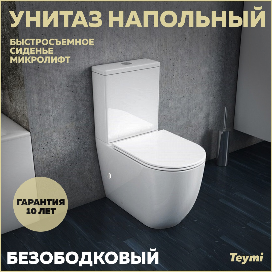Унитаз приставной Teymi Lina T40103 белый купить в интернет-магазине ...