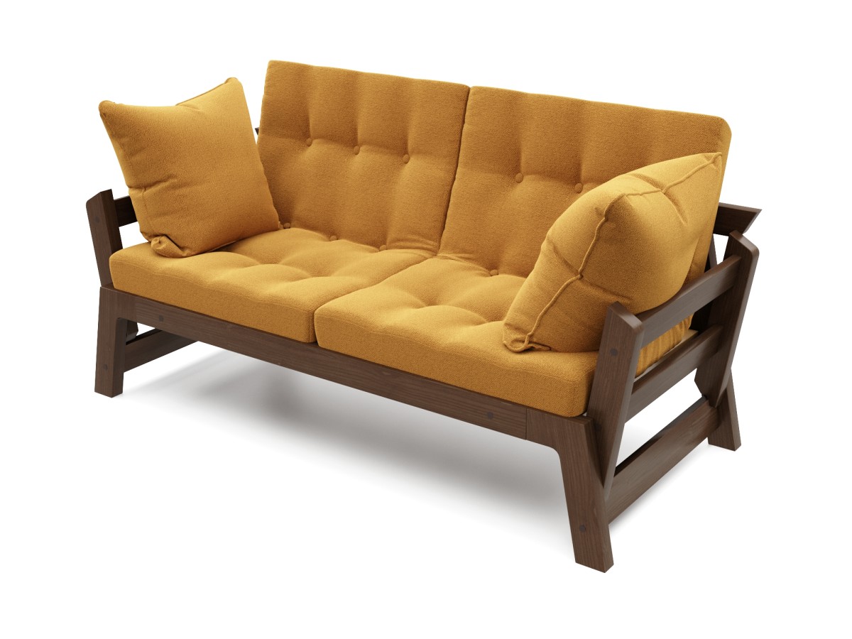 Двухместная кушетка Soft Element Моди Mustard, рогожка, садовый диван на дачу, на балкон ...