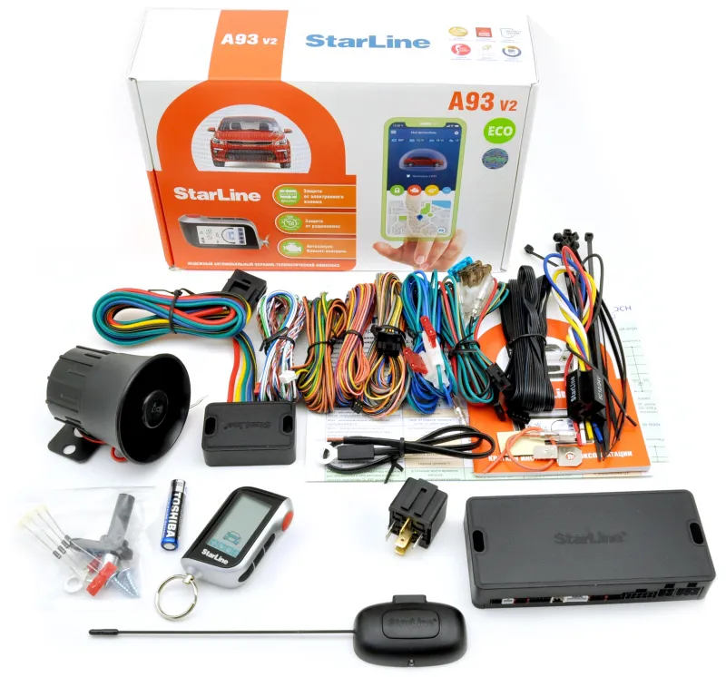 Купить автосигнализация StarLine A93 v2 ECO автозапуск с брелка. Один брелок в комплекте, цены ...