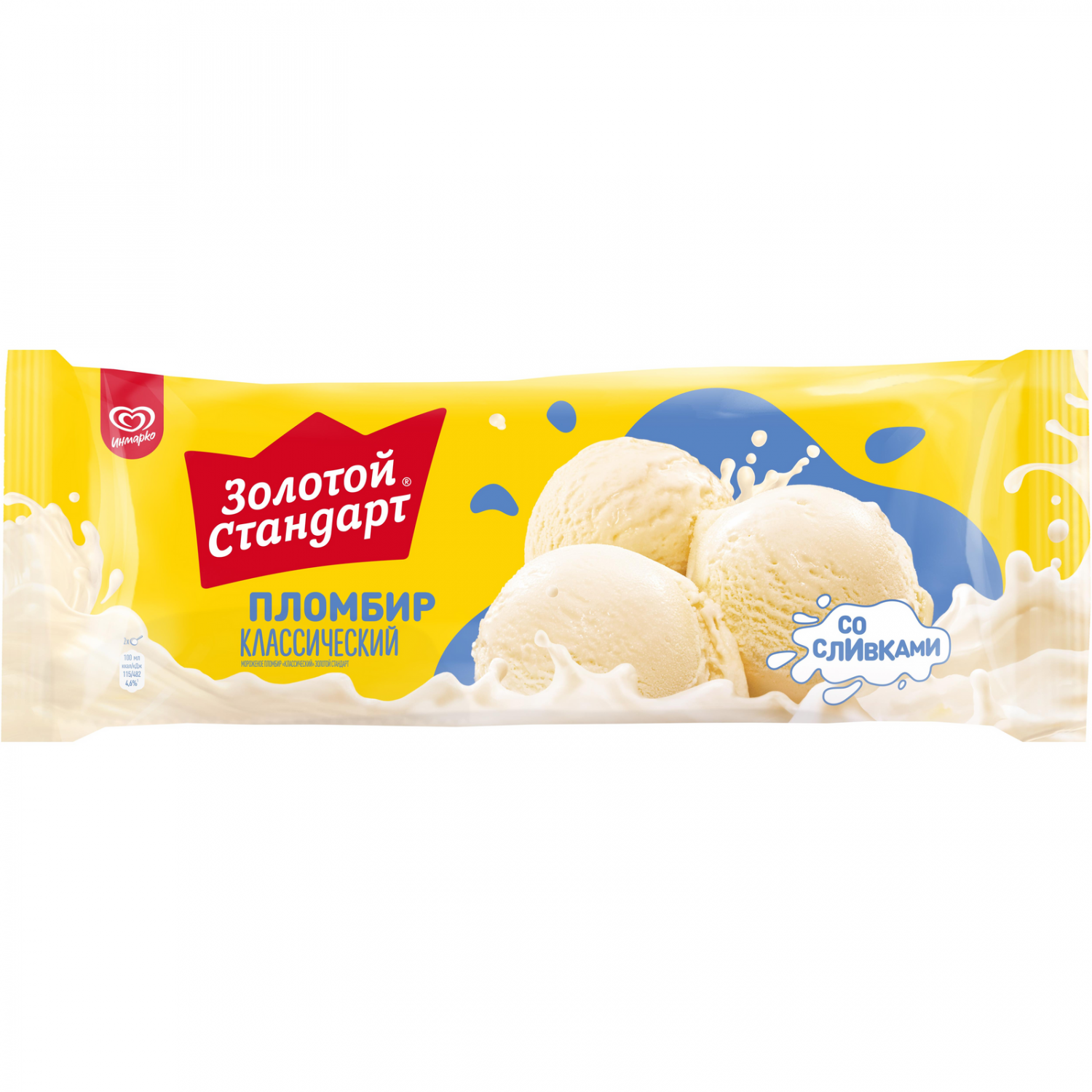 Купить мороженое пломбир Золотой Стандарт классический ваниль 990 г ...
