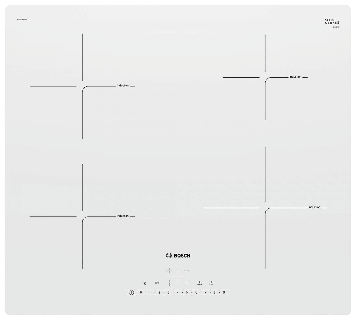 Встраиваемая варочная панель индукционная Bosch PUE612FF1J белый ...