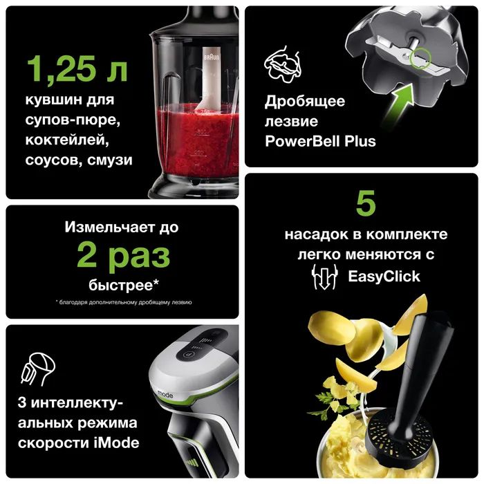Погружной блендер Braun Multiquick 9 MQ9147X Silver/Black, купить в ...