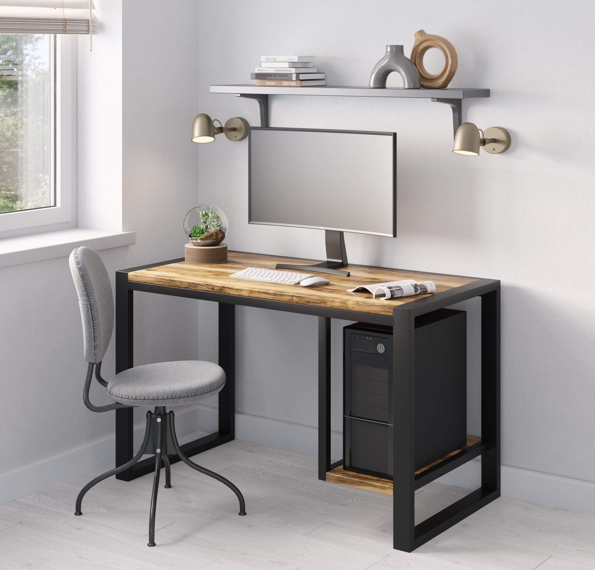 Компьютерный стол, письменный стол LOFTWELL в стиле ЛОФТ Modern Plus ...