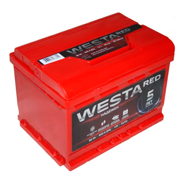 Аккумулятор WESTA RED 60 А/ч 242x175x190 EN640 WESTA 6СТ-60VLRED ...