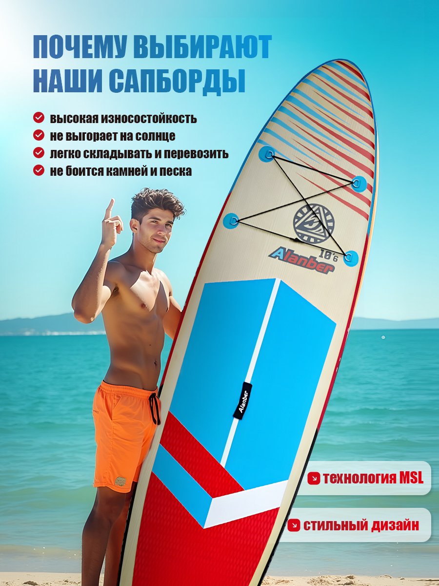 Sup-борд MyParadise Alanber 10,6 SUP 320x81x15 см, Wood - купить в ...